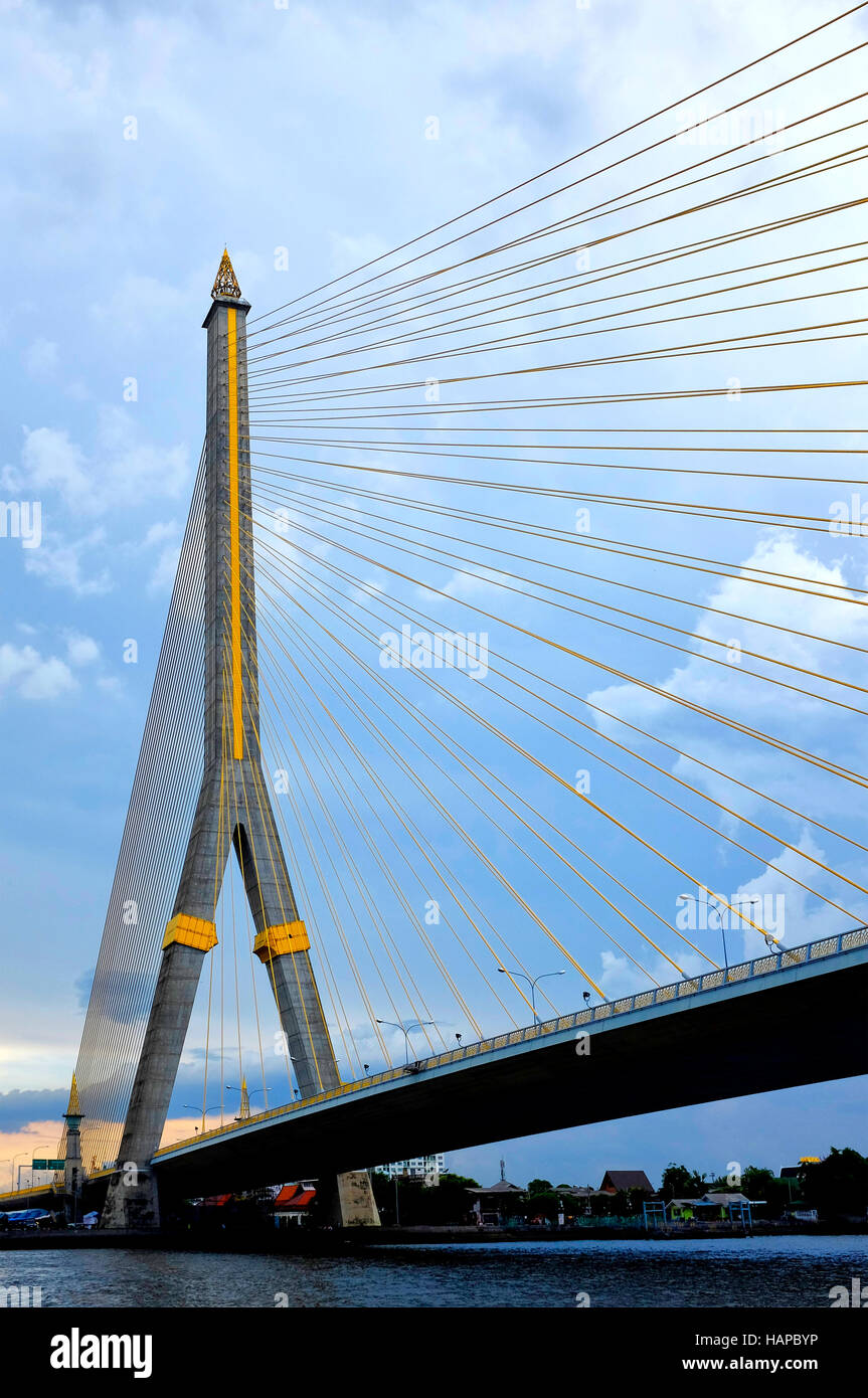 Western side of the Rama VIII bridge, Bangkok, Thailand Stock Photo - Alamy