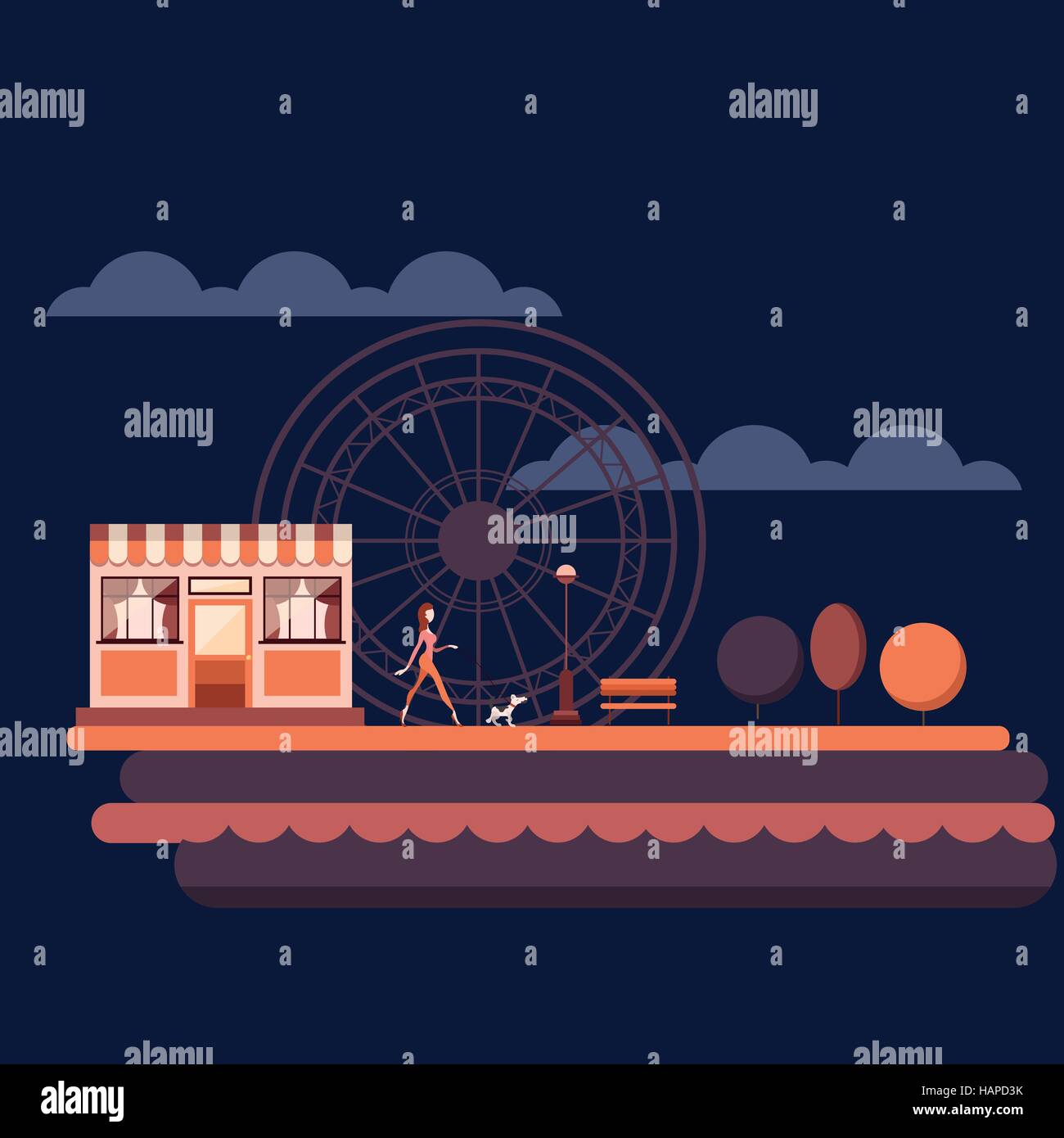 Park at night Stock Vector Images - Alamy