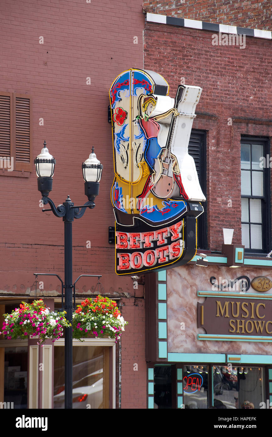 Betty Boots on Broadway, Downtown, Nashville, Tennessee, USA Stock ...