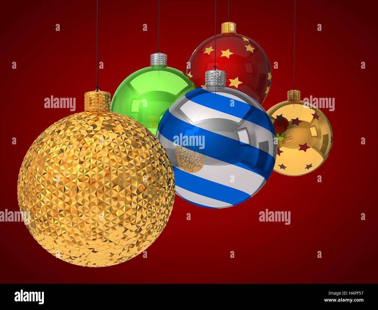 group of christmas baubles. 3d illustration Stock Photo - Alamy