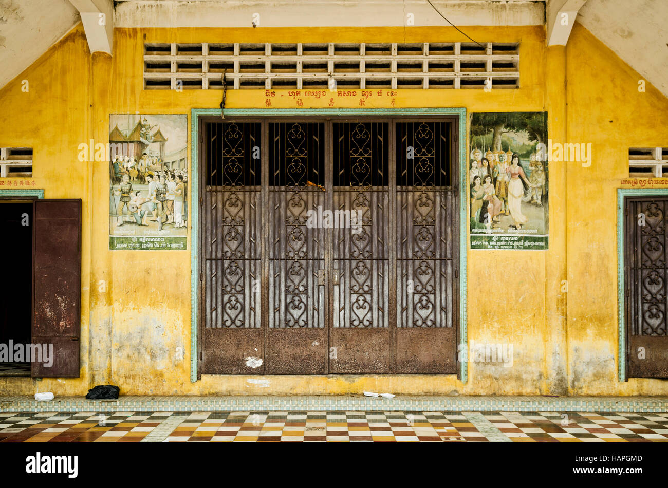 french colonial house building exterior detail in battambang old town ...