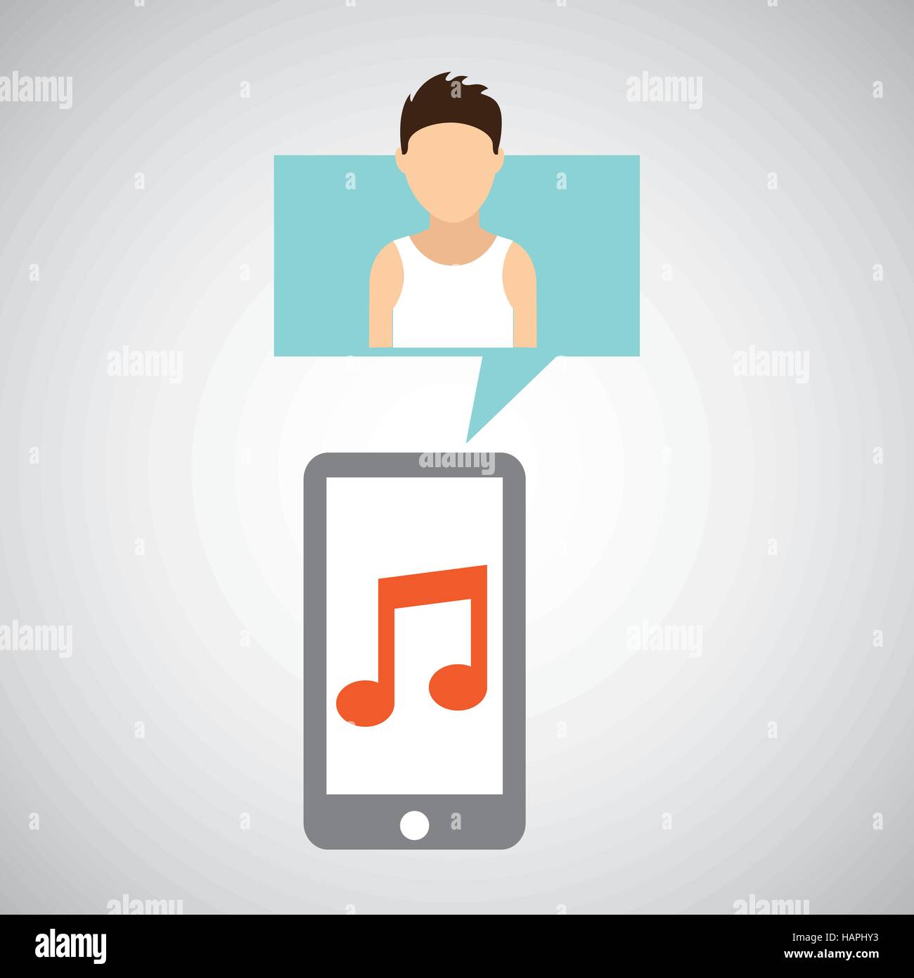 character caucasian smartphone music application vector illustration ...