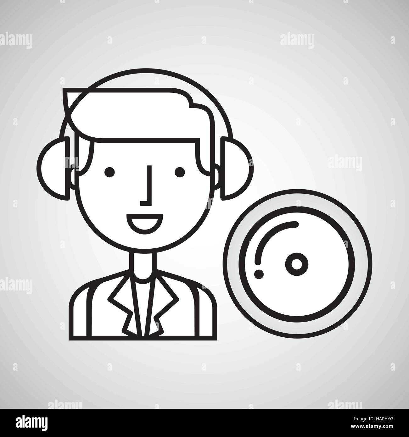 man hand drawing listening music cd vector illustration eps 10 Stock ...