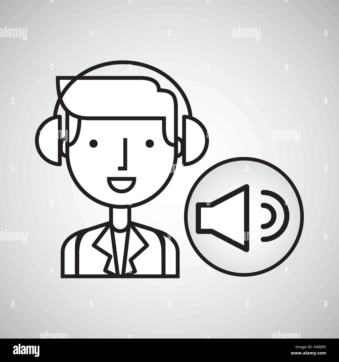 man hand drawing listening music sound vector illustration eps 10 Stock ...