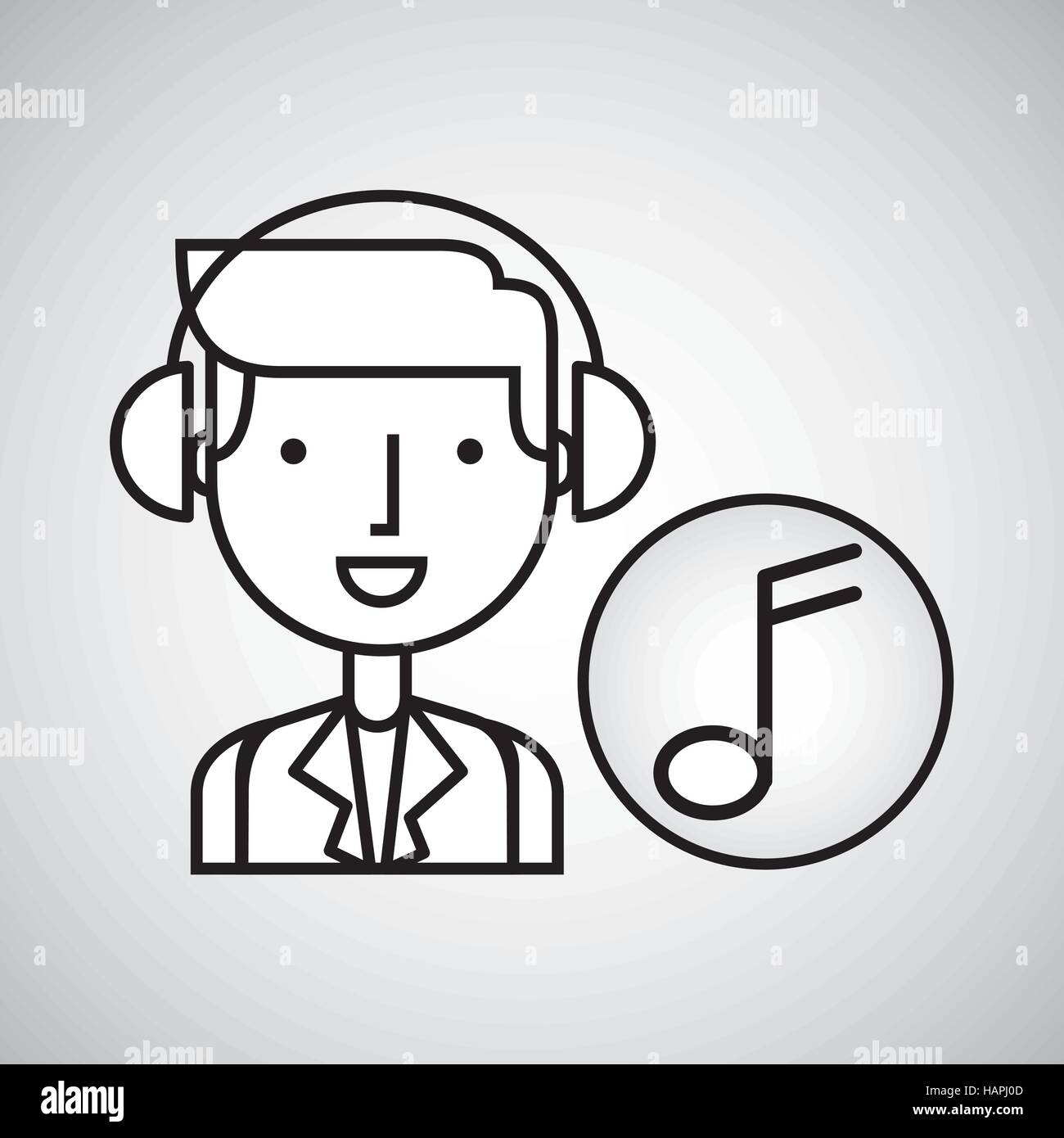 man hand drawing listening music vector illustration eps 10 Stock ...