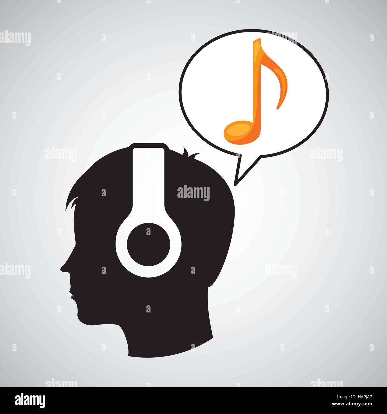 head silhouette listening music note vector illustration eps 10 Stock ...