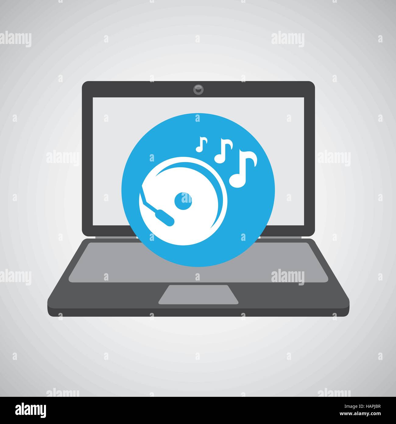 laptop music technology console disk vector illustration eps 10 Stock ...