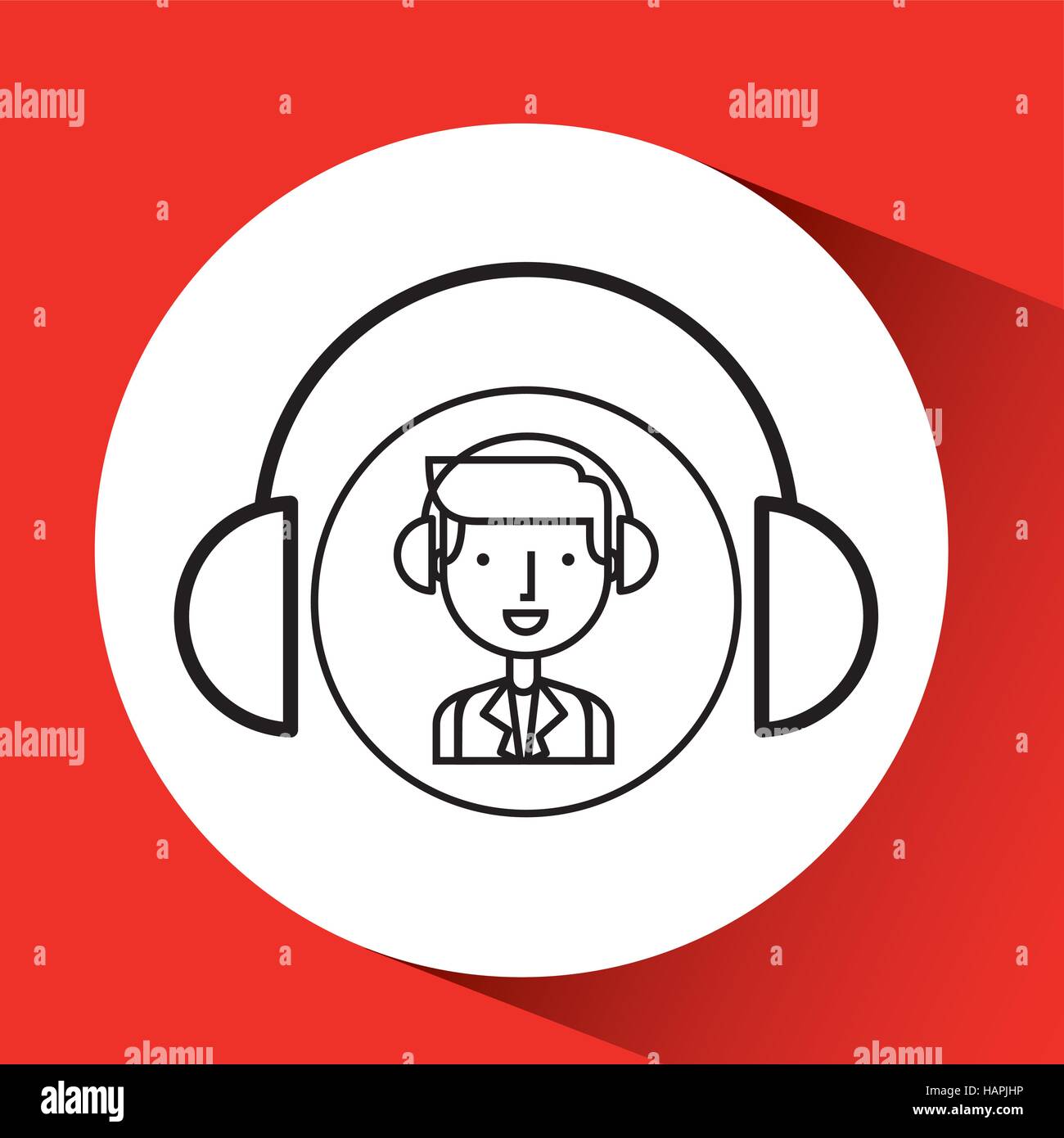 man hand drawing listening music headphones vector illustration eps 10 ...