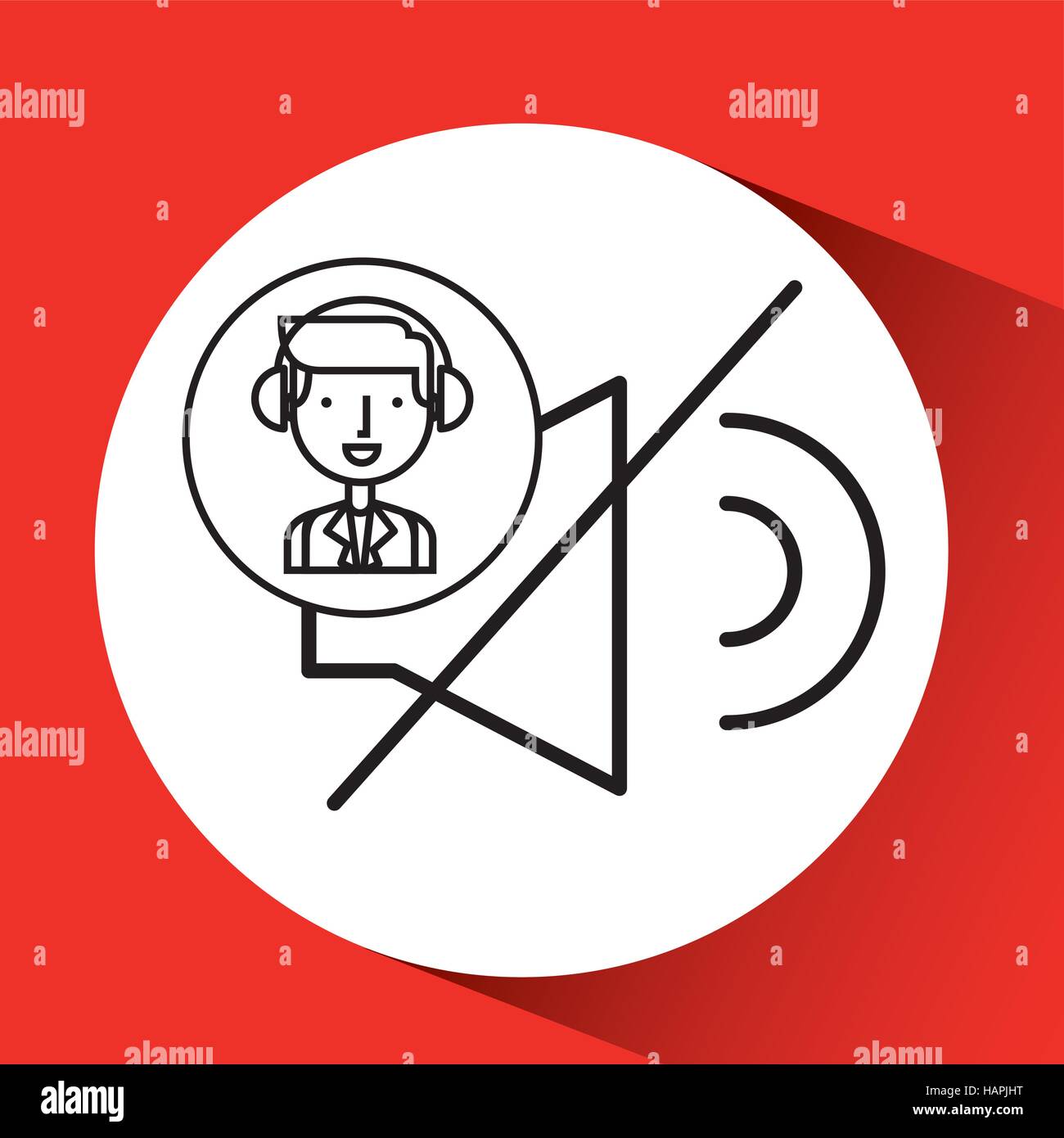 man hand drawing listening music no sound vector illustration eps 10 ...