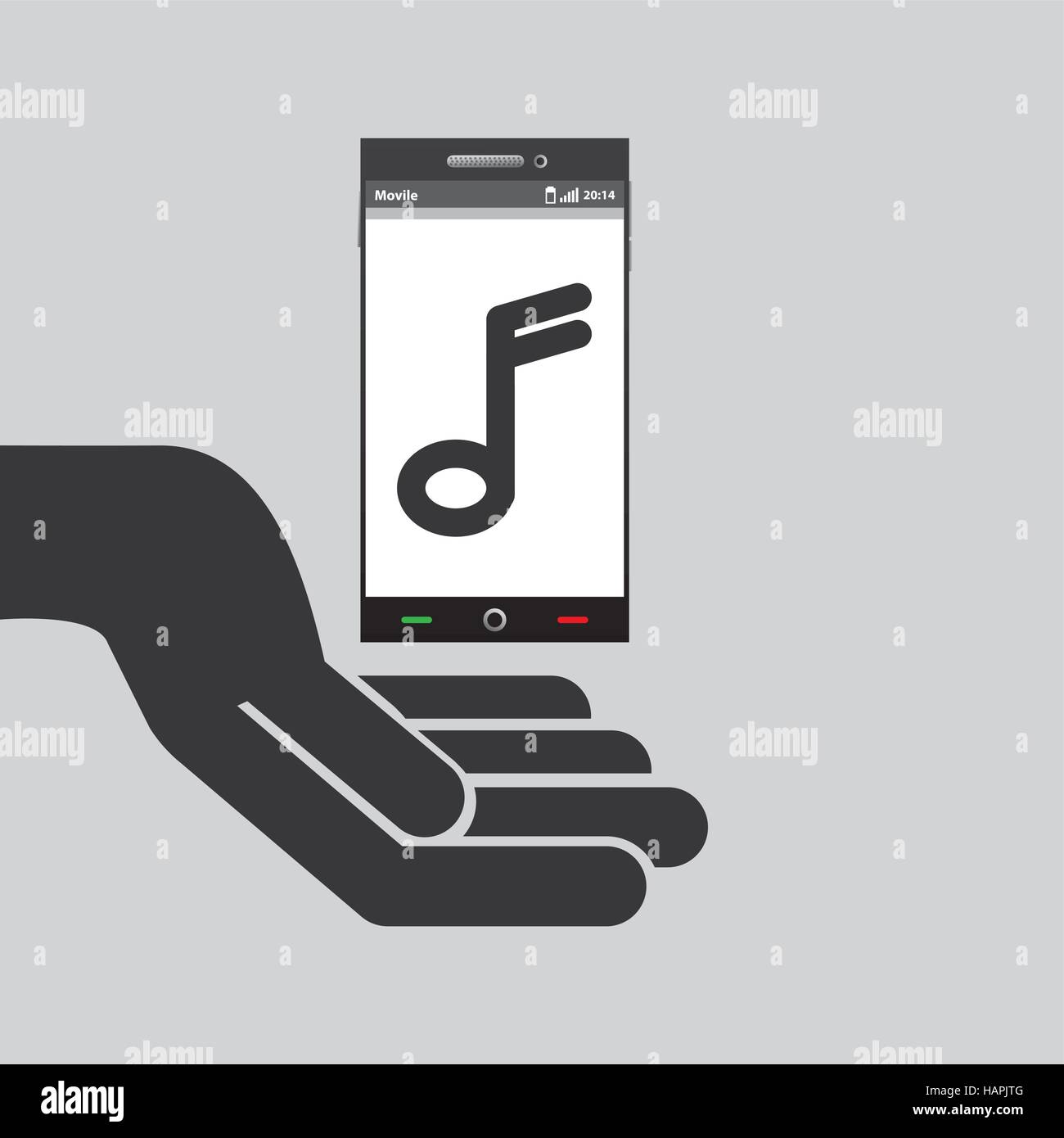 hand mobile phone music note vector illustration eps 10 Stock Vector ...