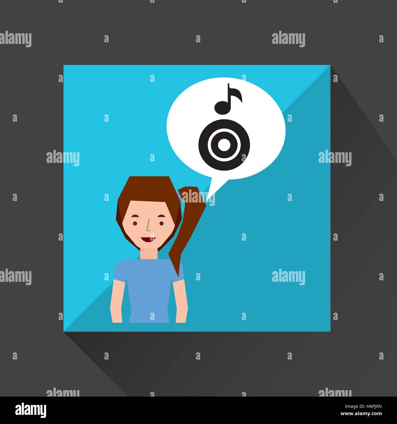 smiling girl music disk note vector illustration eps 10 Stock Vector ...