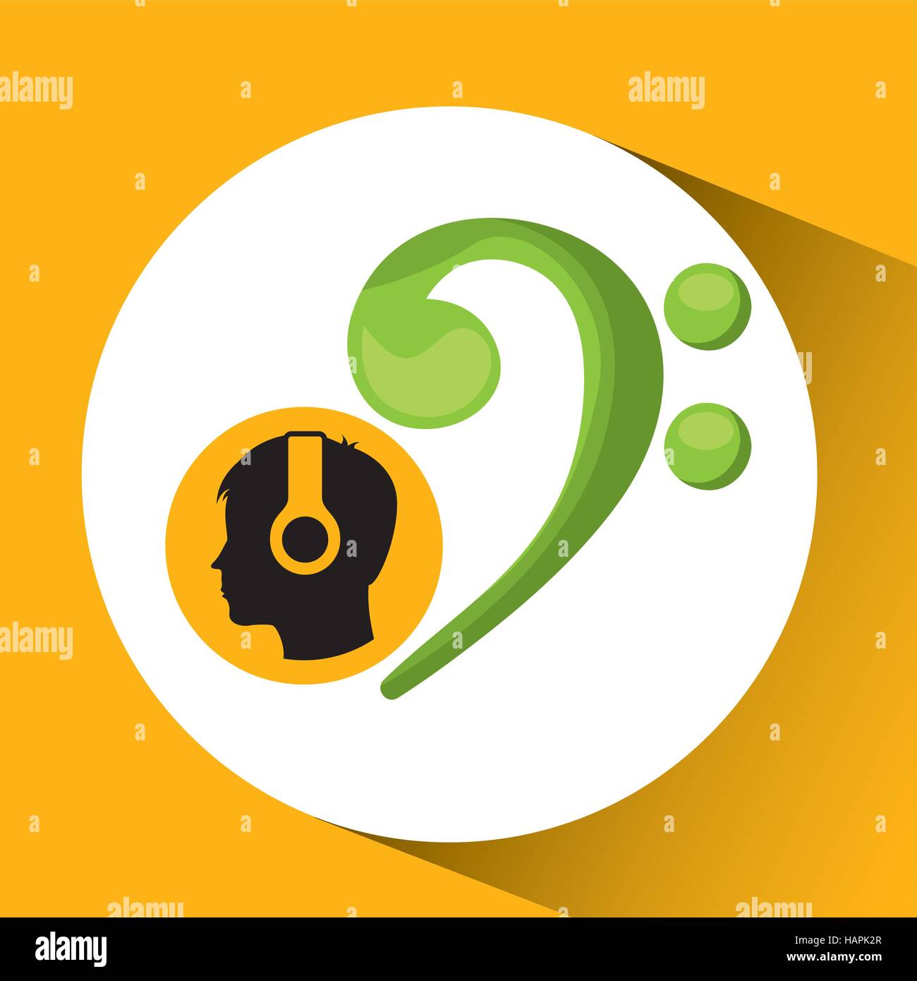 head silhouette listening music symbol vector illustration eps 10 Stock ...