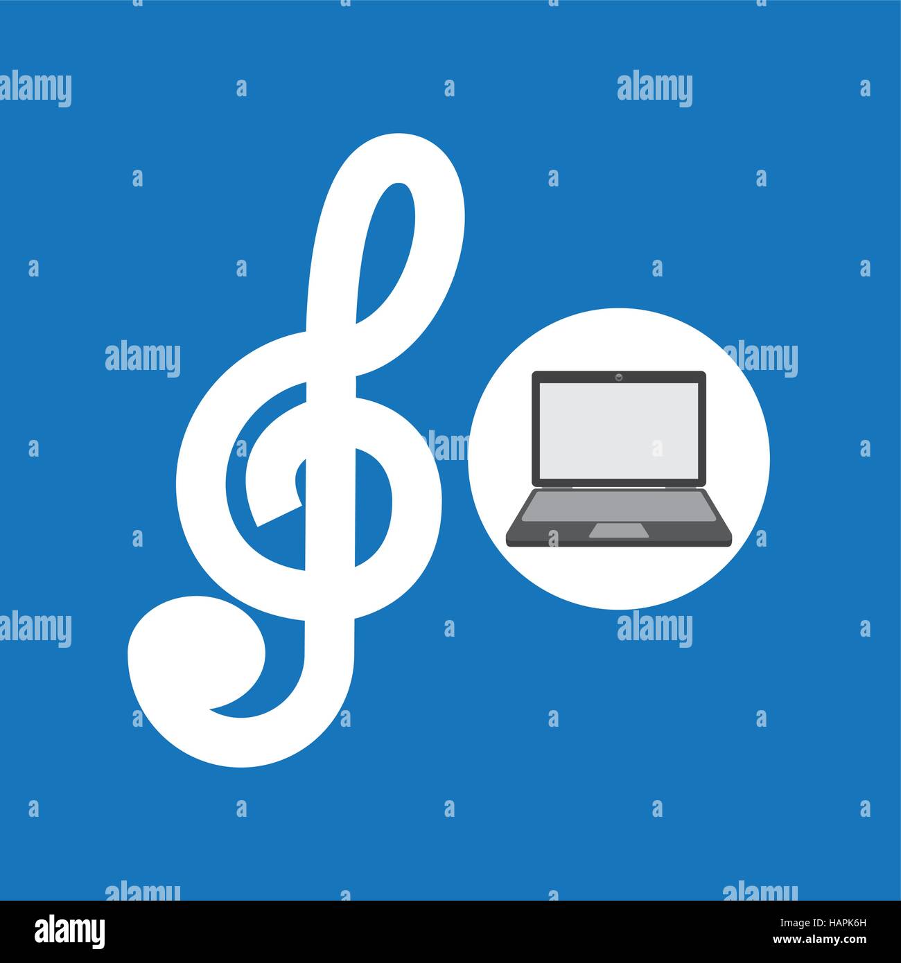 laptop music technology clef note vector illustration eps 10 Stock ...