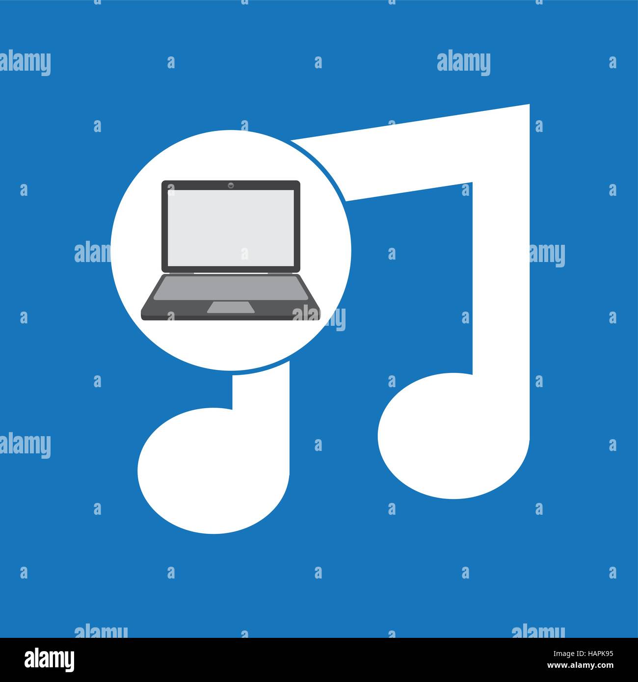 Laptop with musical notes Stock Vector Images - Alamy