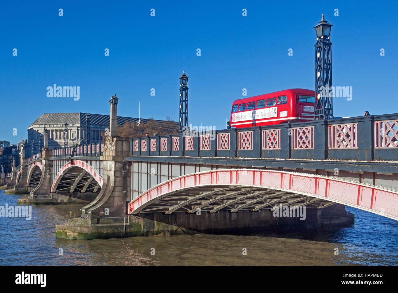 London, Westminster Lambeth Bridge viewed from the Albert Embankment ...