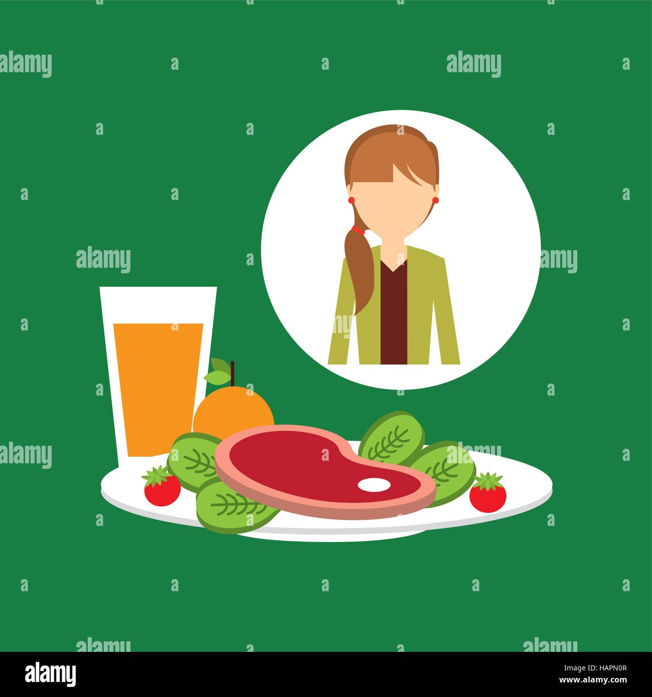 healthy food girl with plate food vector illustration eps 10 Stock ...