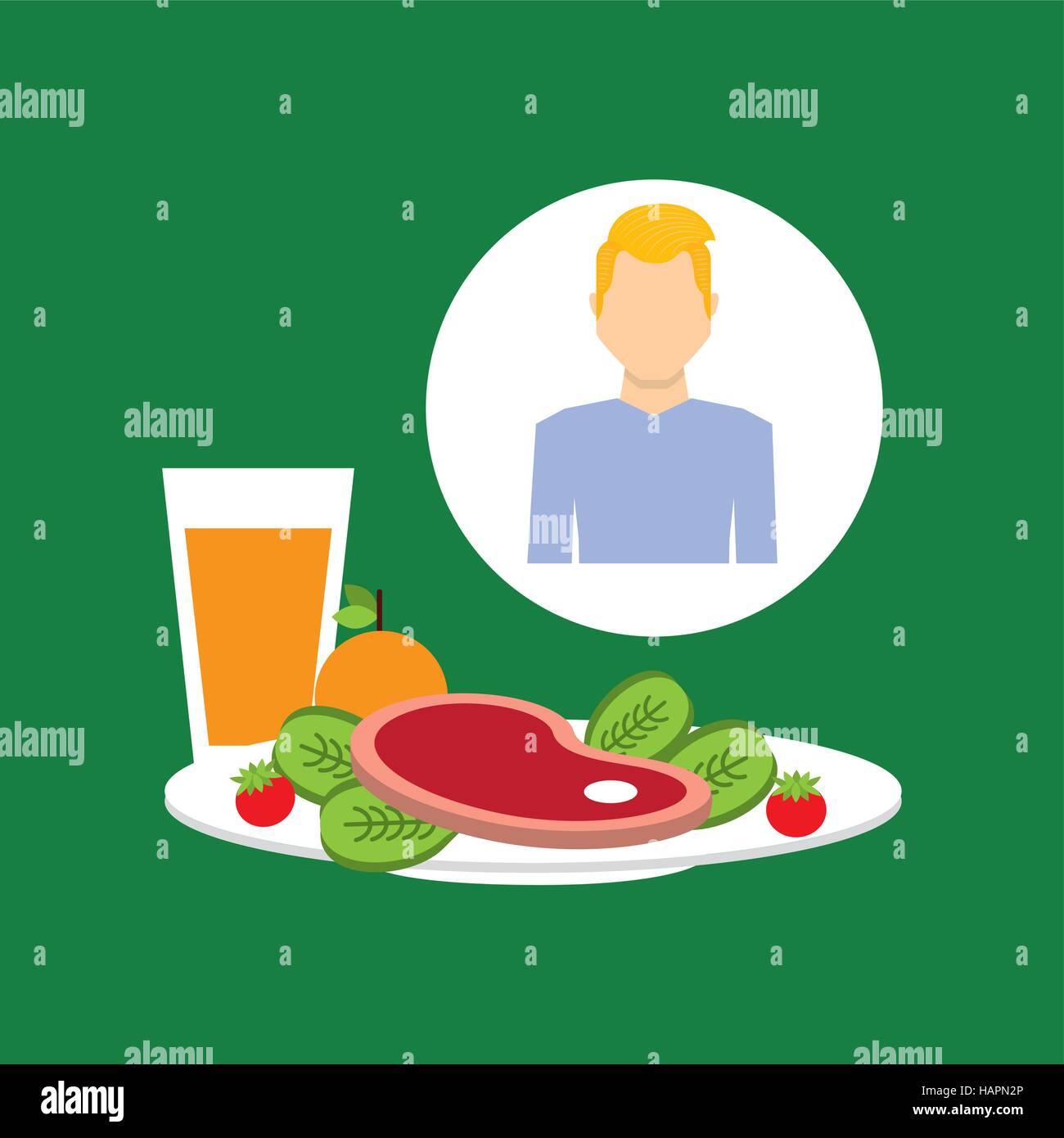 healthy food man with plate food vector illustration eps 10 Stock ...
