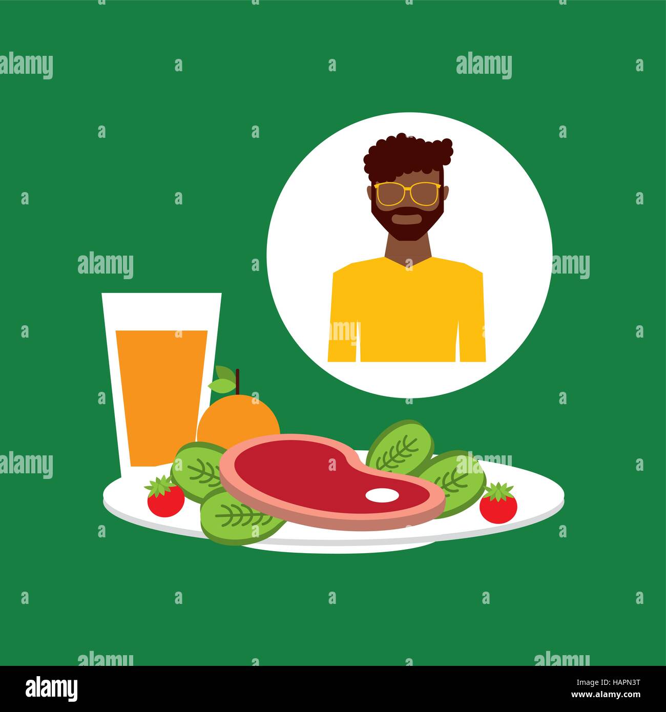 Handsome man healthy food table Stock Vector Images - Alamy