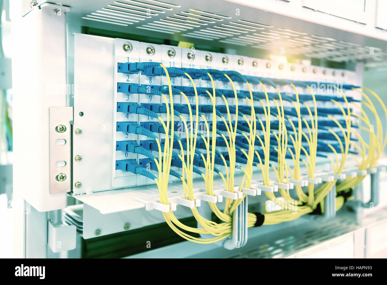 Technology center with fiber optic equipment Stock Photo - Alamy