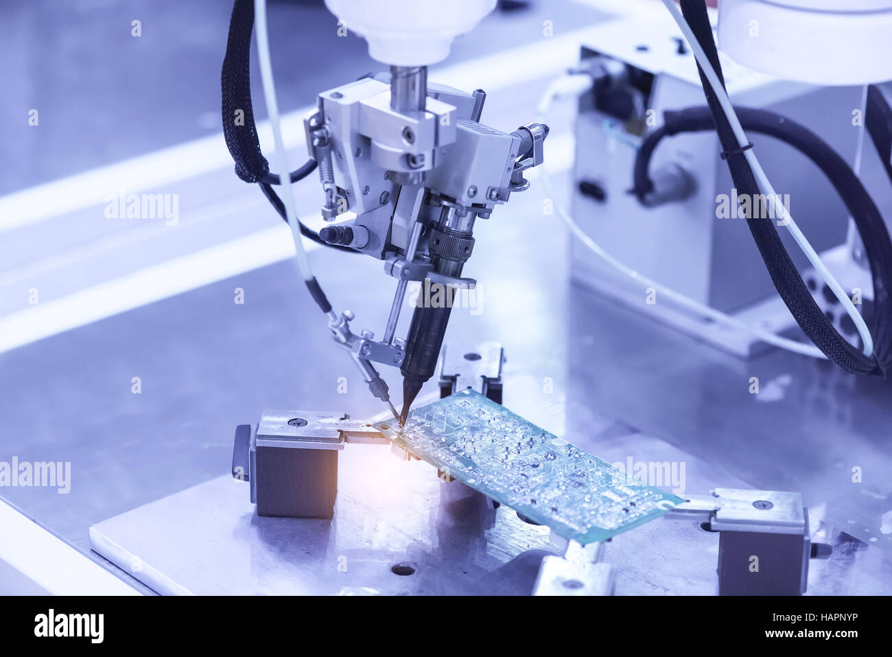 Microchip production factory. Technological process. Assembling the ...