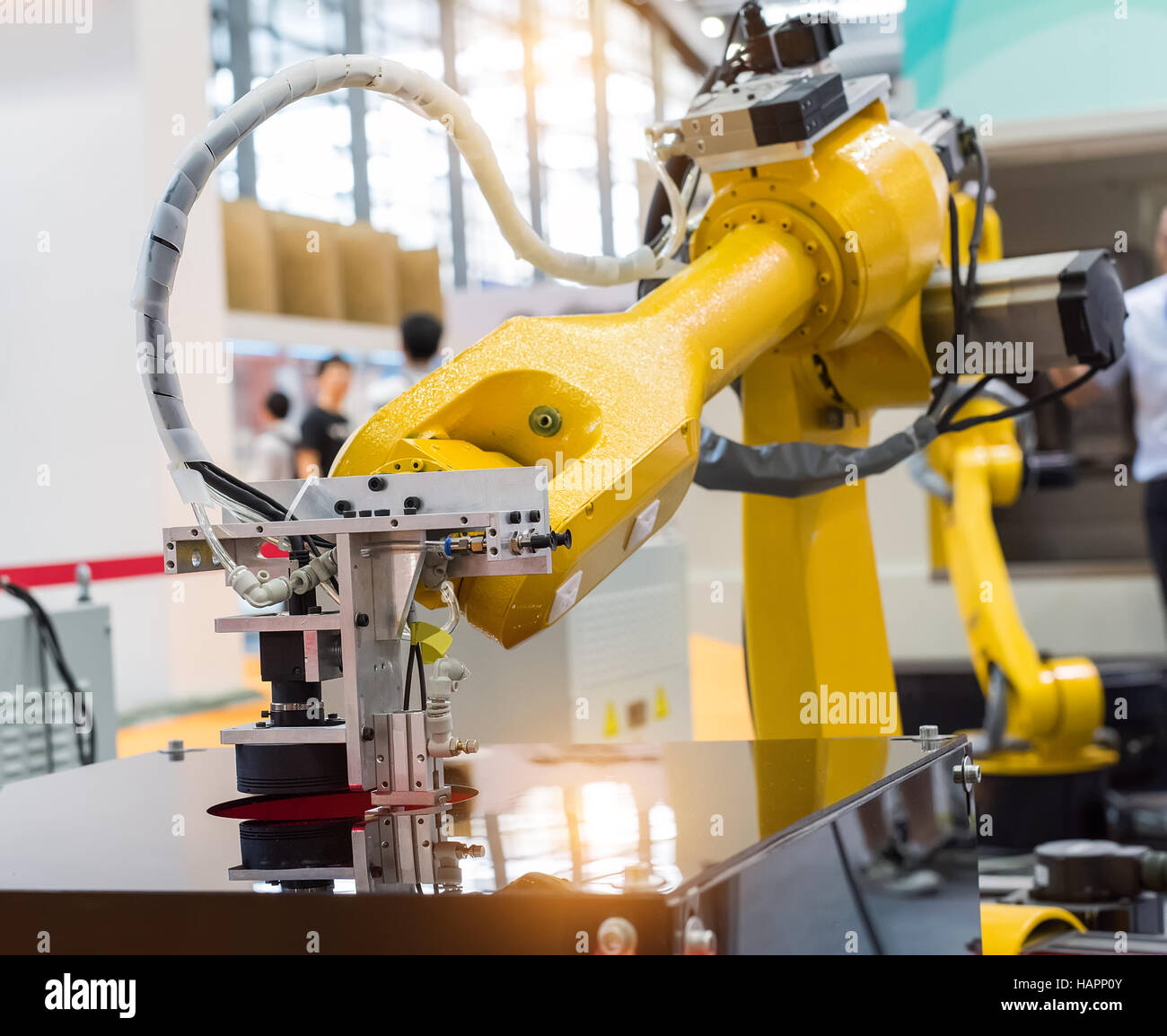 Robotic machine vision system in phone factory Stock Photo - Alamy