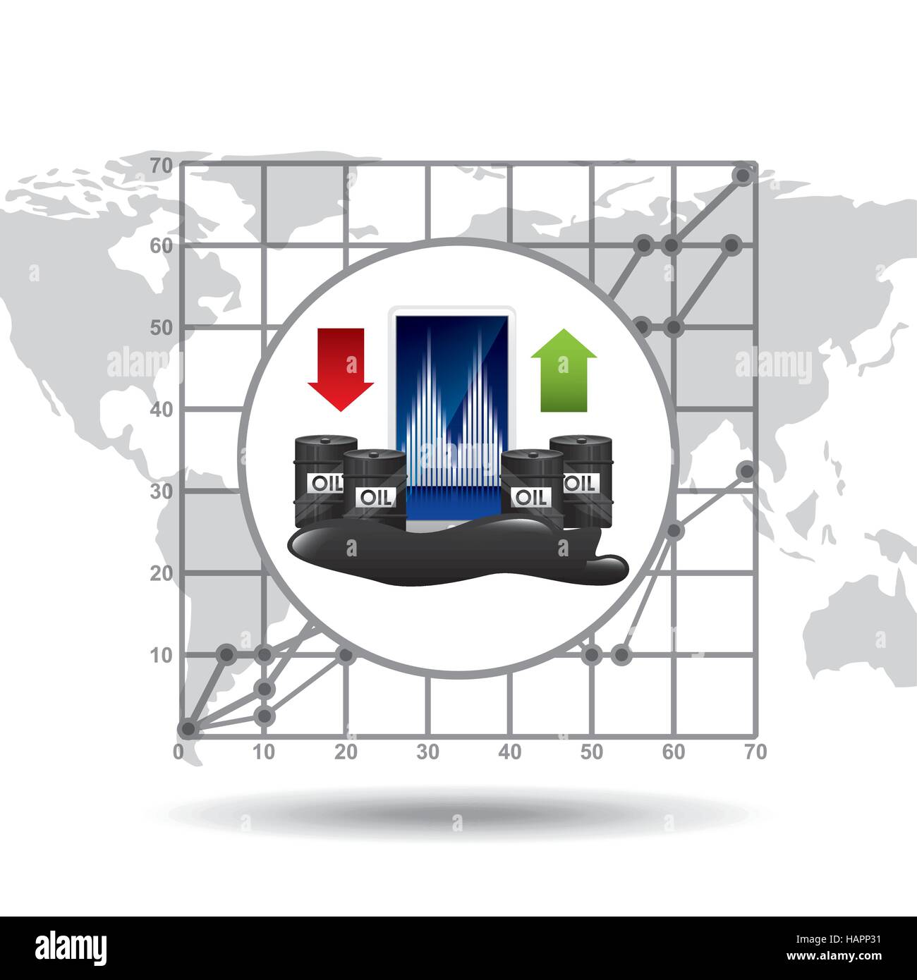 rise and fall prices oil industry growth diagram background vector ...