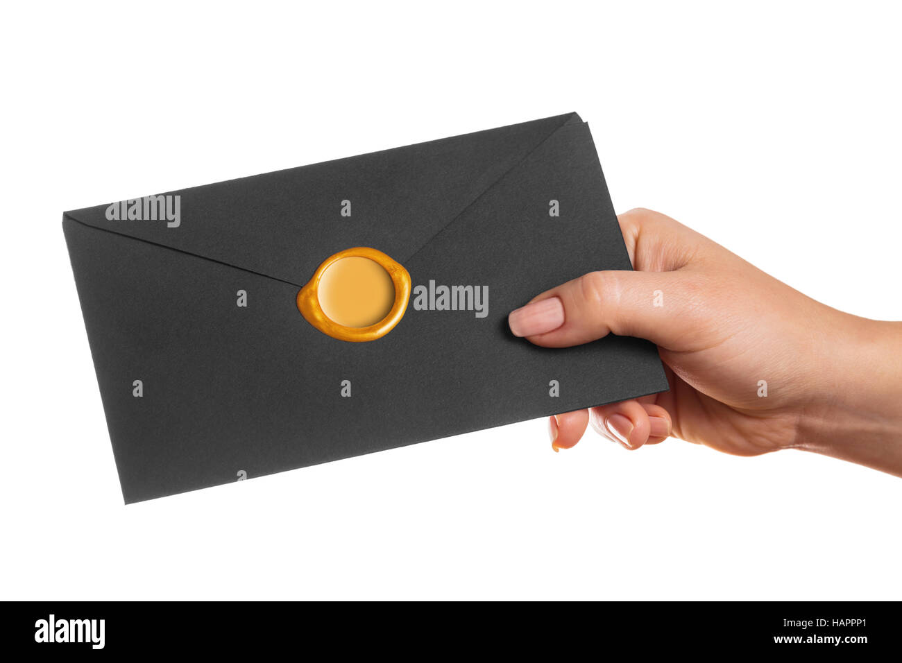 envelope in the hand on a white background isolated Stock Photo - Alamy