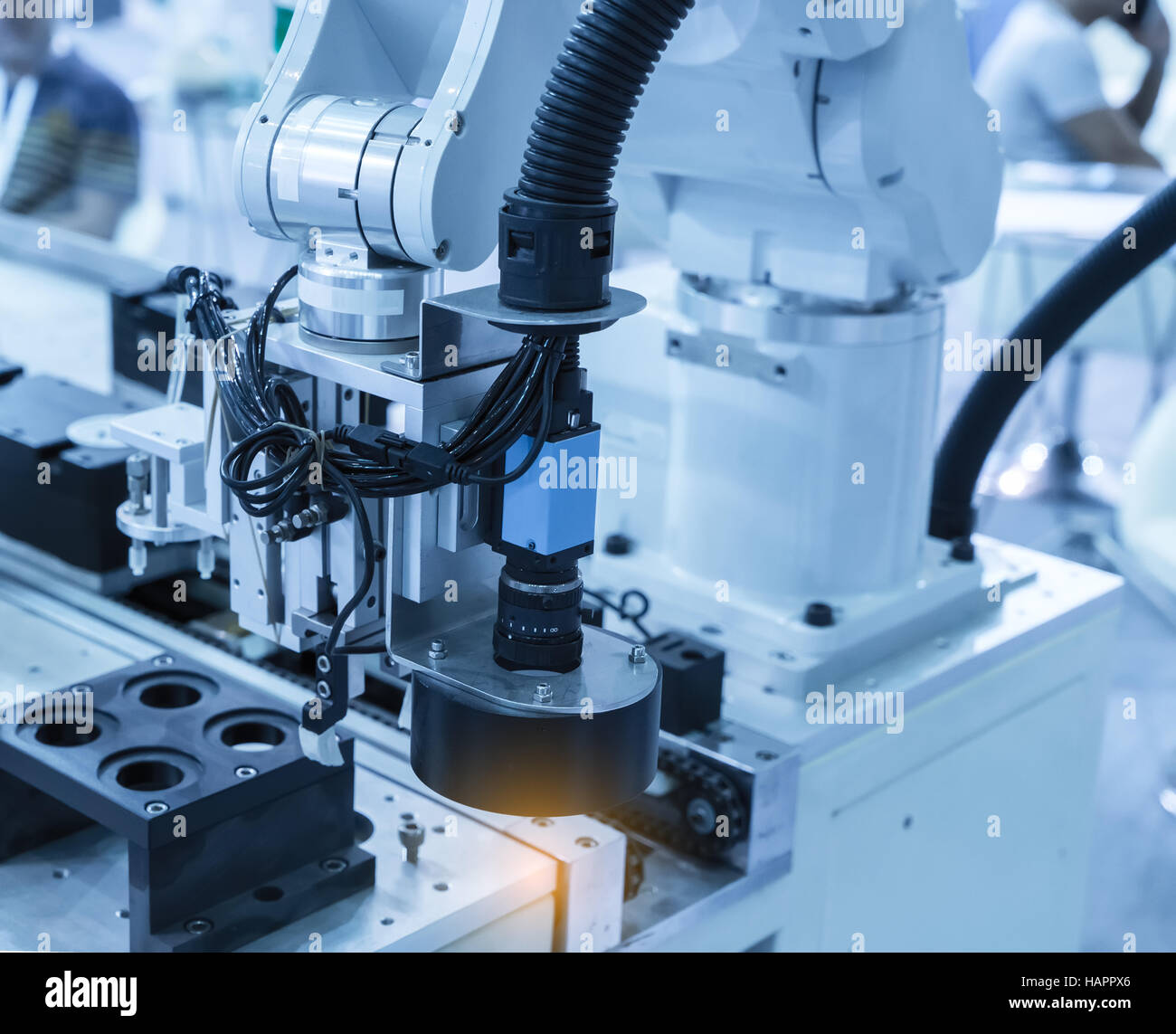 Robotic machine vision system in phone factory Stock Photo - Alamy