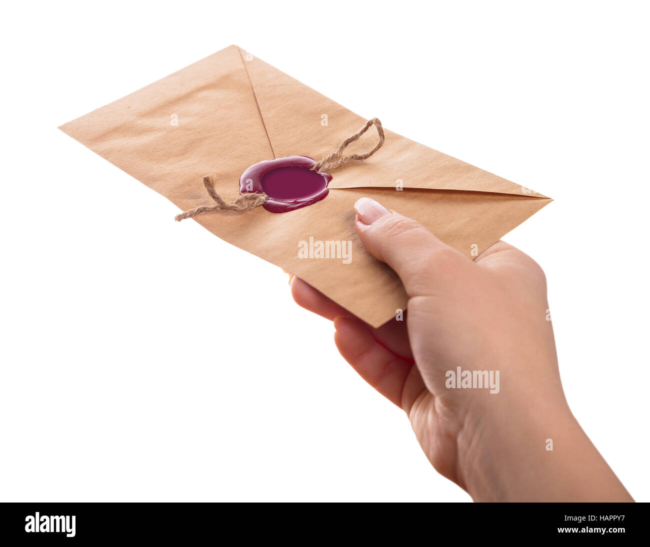 envelope in the hand on a white background isolated Stock Photo - Alamy
