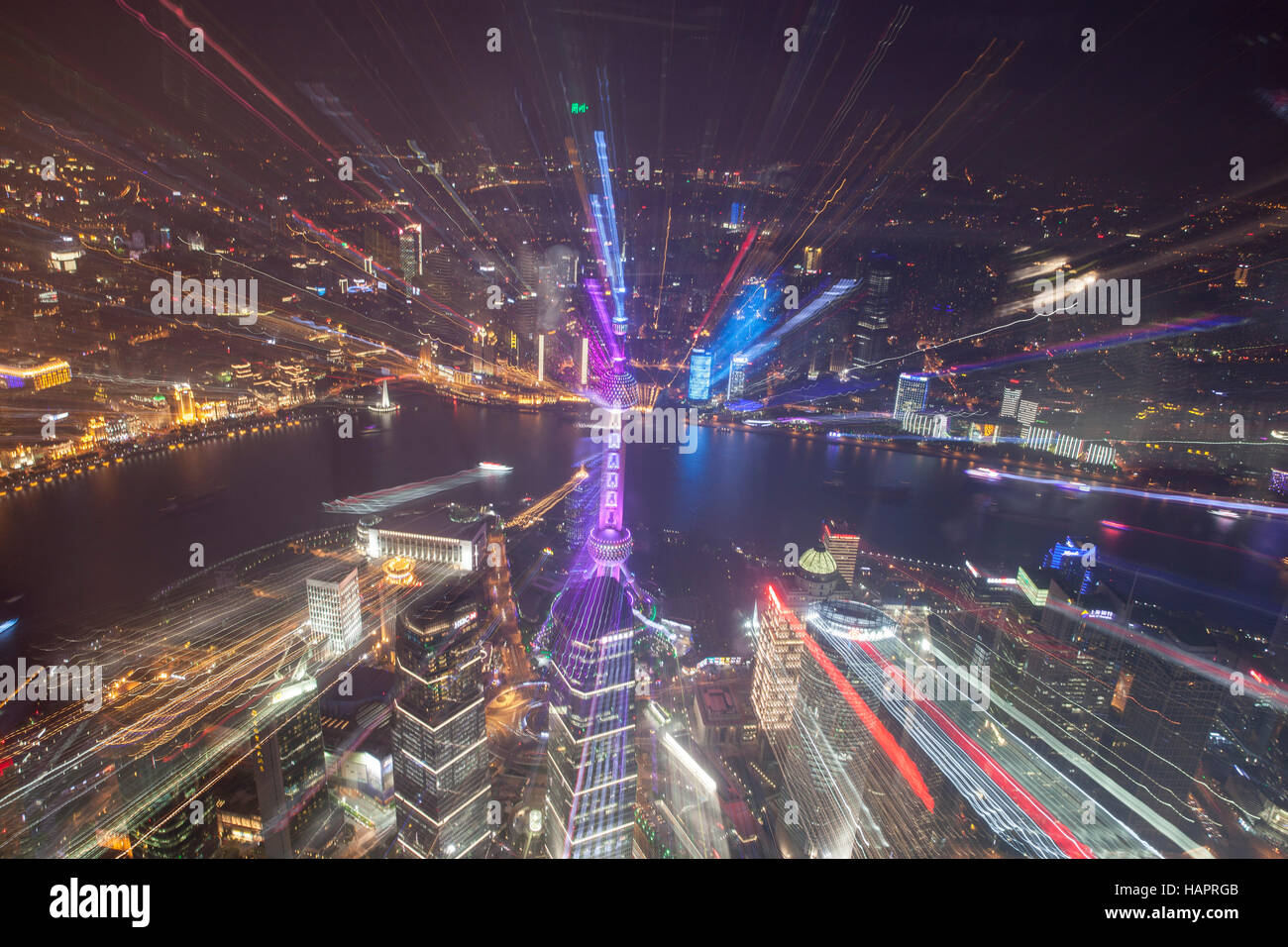 Shanghai, China aerial view of the Pudong financial district Stock ...