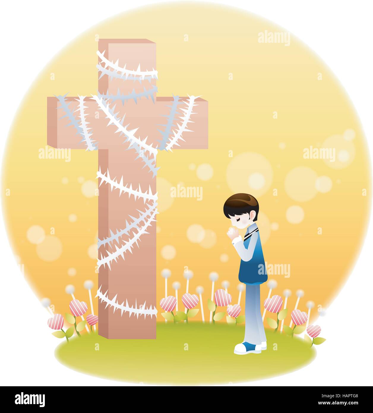 Child praying cross Stock Vector Images - Alamy