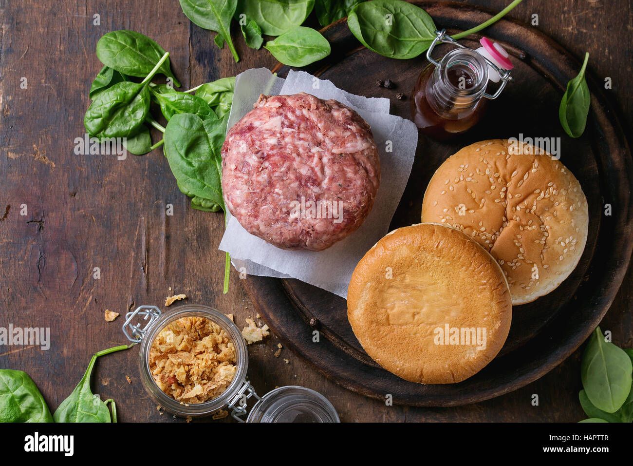 Ingredients for making burger Stock Photo - Alamy