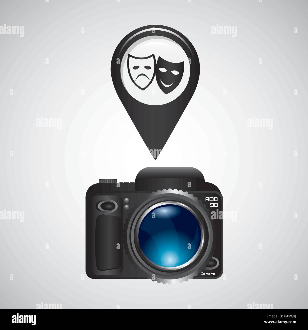 digital photo camera theater masks vector illustration eps 10 Stock ...