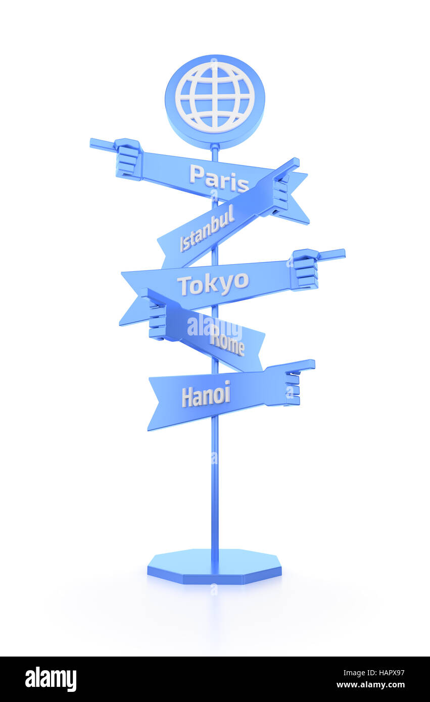 Travelers Global Signpost Stock Photo - Alamy