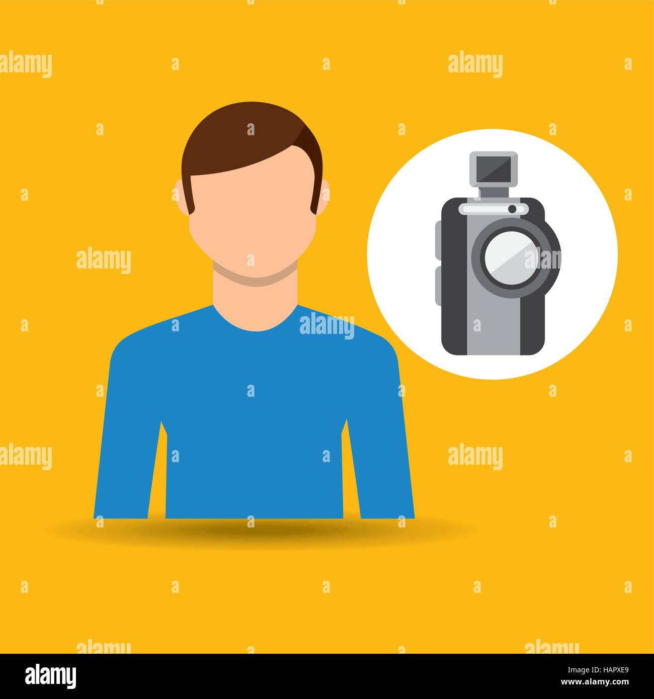 character man movie concept compact camera vector illustration eps 10 ...