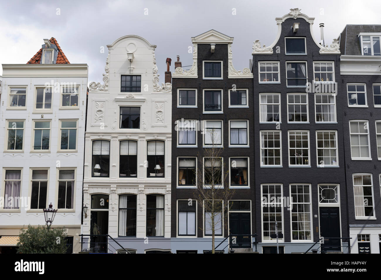 A row of traditional buildings in Amsterdam, Holland, Netherlands Stock ...