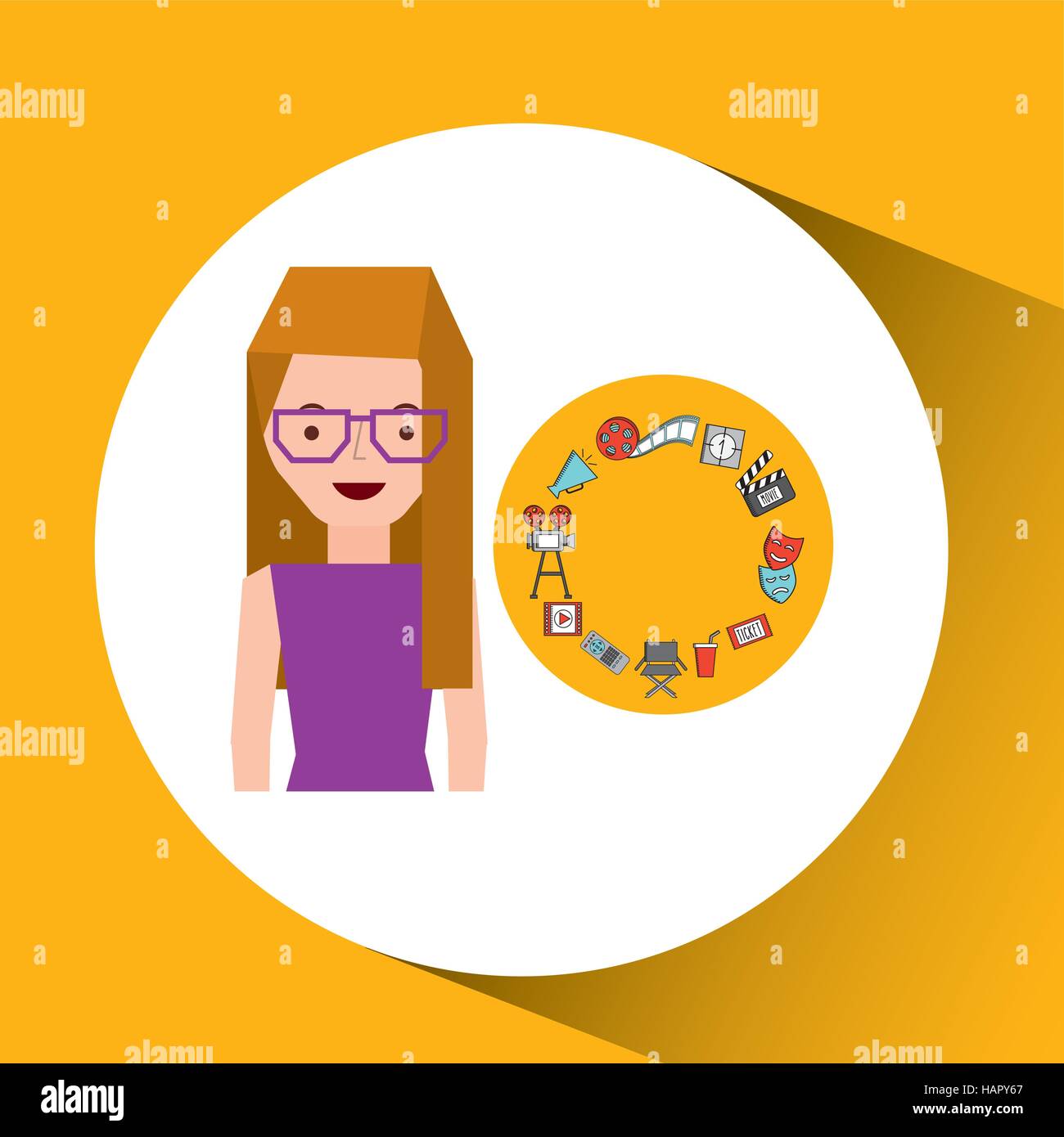cartoon girl cinema movie icons vector illustration eps 10 Stock Vector ...