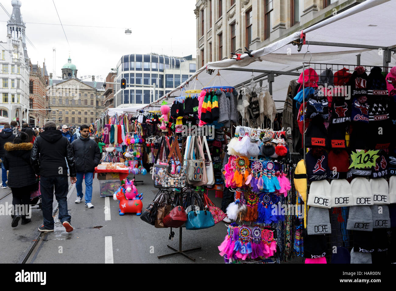 A flea market during the King's birthday celebration in Amsterdam ...