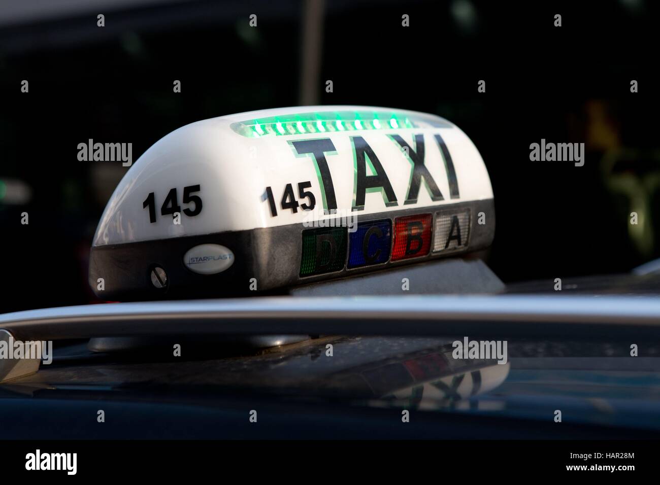 Taxi at the forecourt of the railway station in Cannes, France, in ...