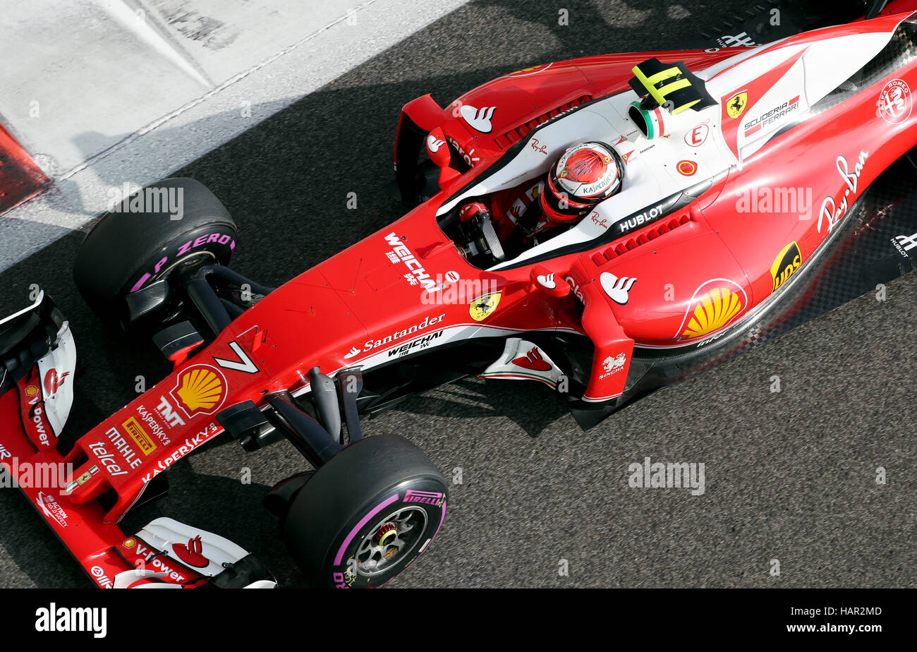 Ferrari's Kimi Raikkonen during practice three at Yas Marina Circuit ...