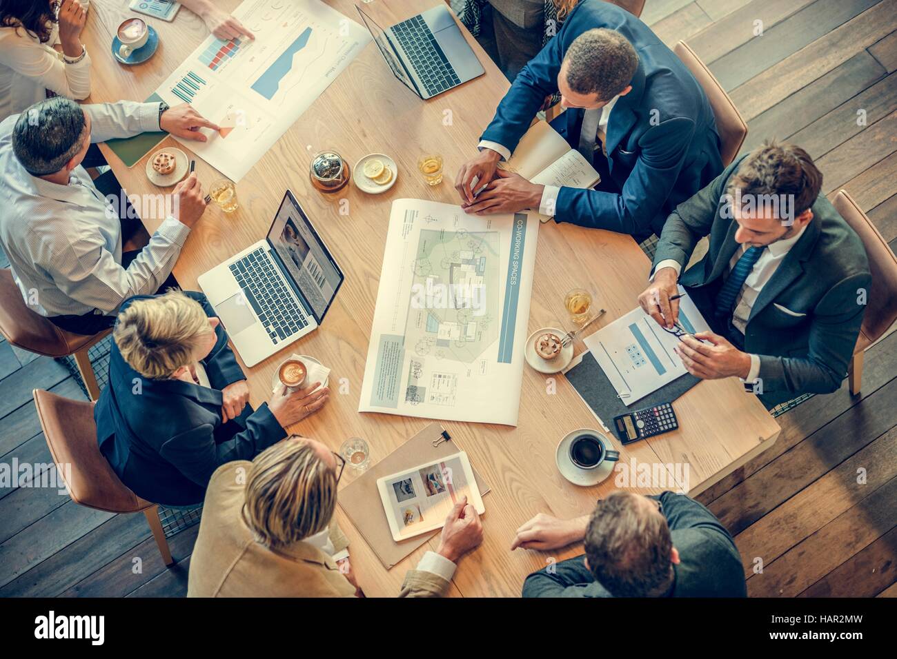 People Meeting Brainstorming Blueprint Design Concept Stock Photo - Alamy