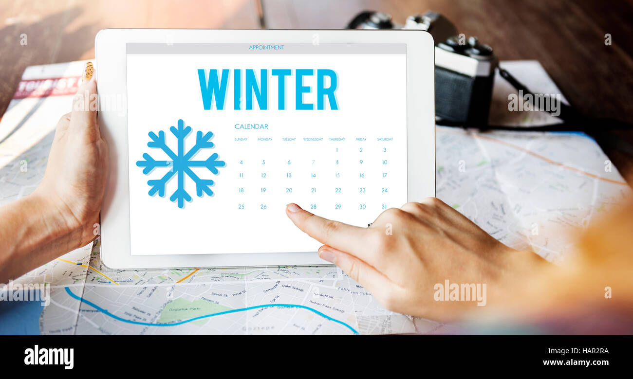 Winter Snowflake Cold Calendar Concept Stock Photo - Alamy