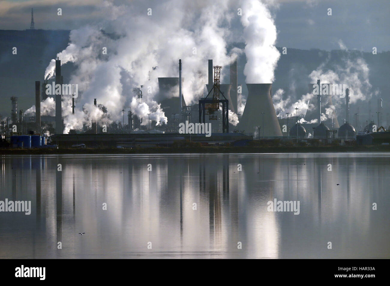 A general view of the Grangemouth oil refinery on the Firth of Forth ...