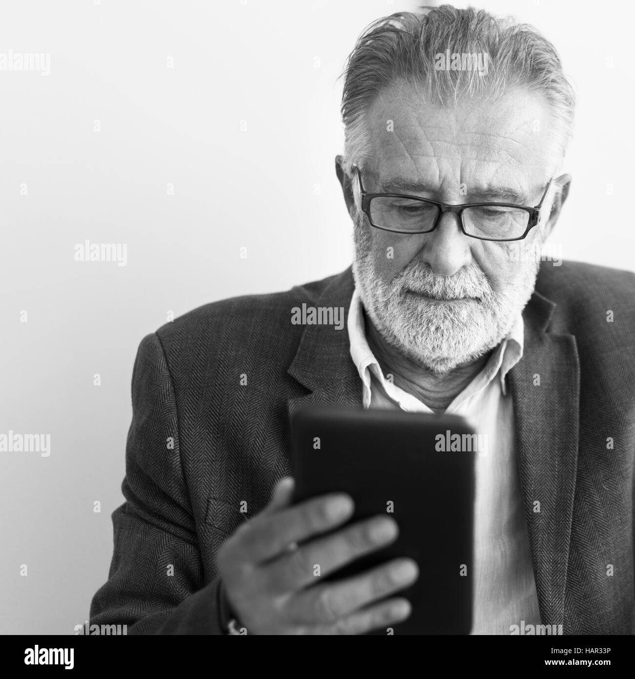 Senior Man Digital Tablet Connection Technology Concept Stock Photo - Alamy
