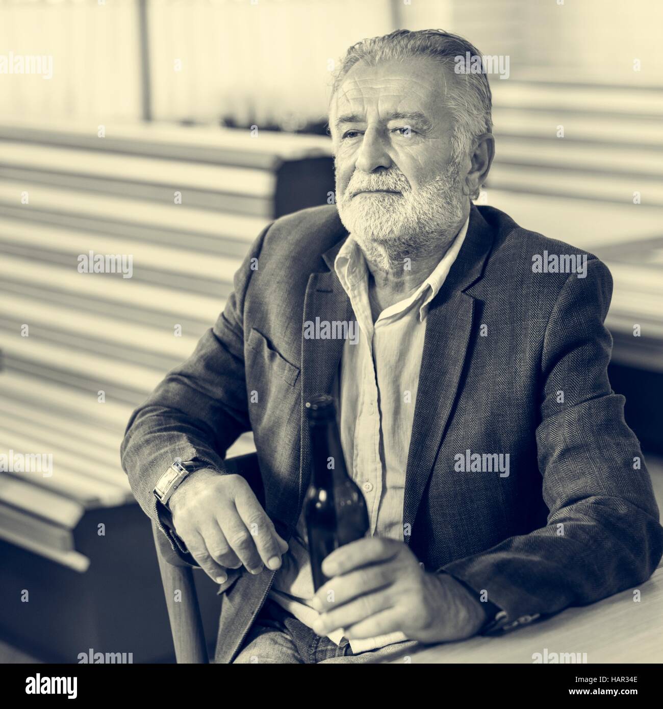 Senior Man Hangout Drinking Alcohol Night Club Concept Stock Photo - Alamy