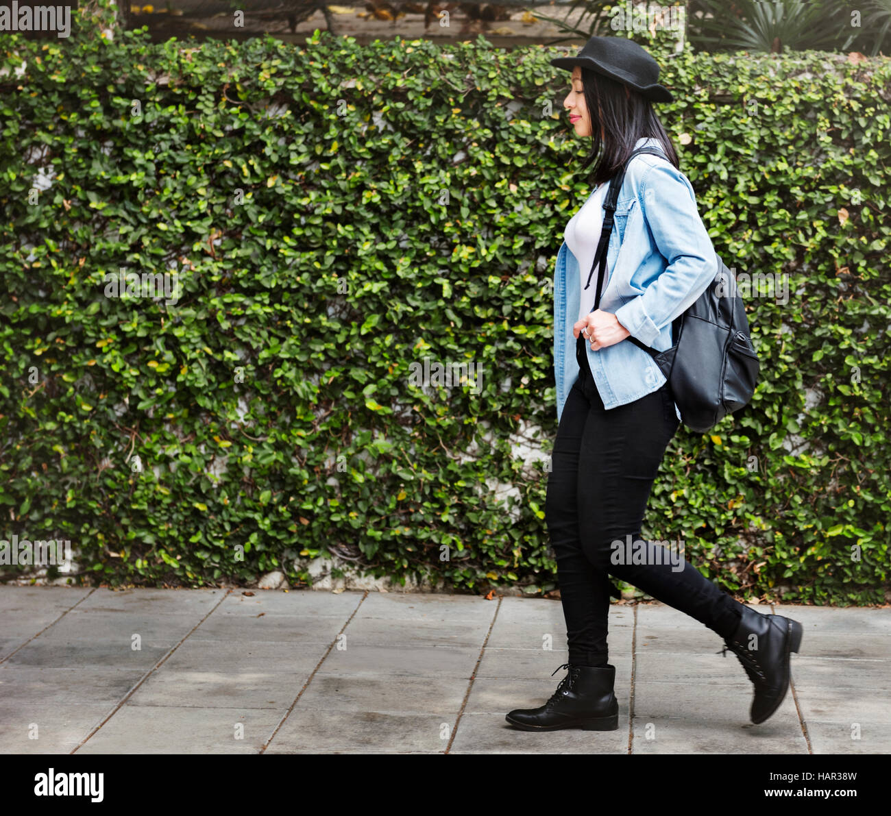 Women Casual Jeans Hat Girl Freedom Simplicity Concept Stock Photo - Alamy