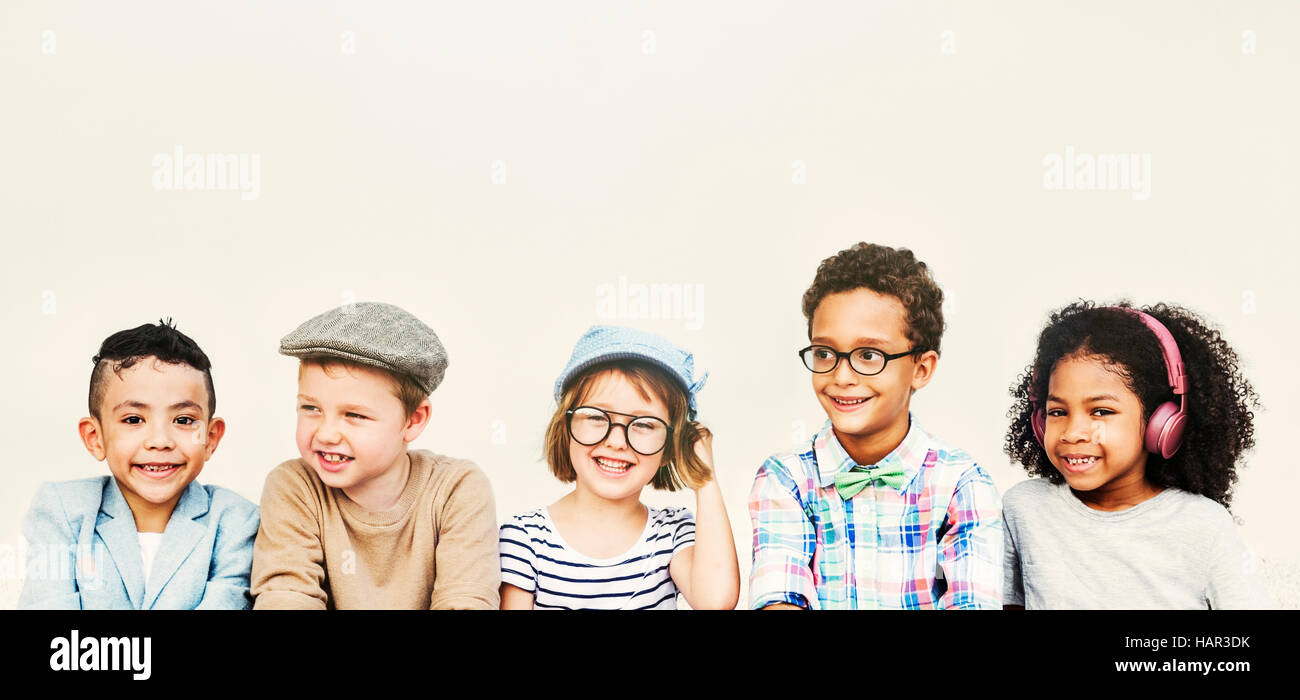 Sitting Kids Playing Looking Concept Stock Photo - Alamy