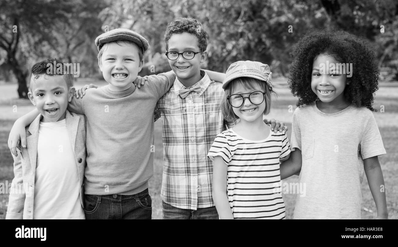 Casual Children Cheerful Cute Friends Kids Joy Concept Stock Photo - Alamy