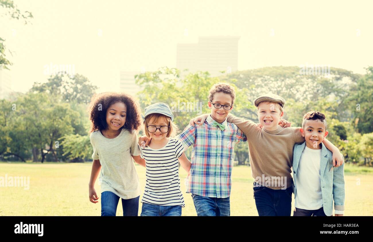 Casual Children Cheerful Cute Friends Kids Joy Concept Stock Photo - Alamy