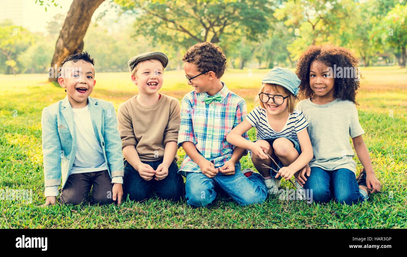 Casual Children Cheerful Cute Friends Kids Joy Concept Stock Photo - Alamy